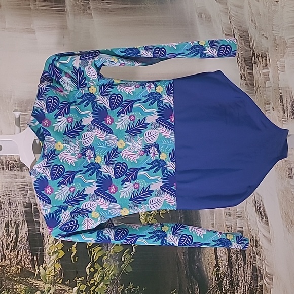 Wave Zone | Swim | Wave Zone Girls Xl 4 16 Floral Long Sleeve Zip Up ...